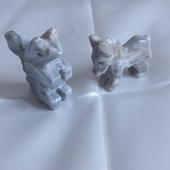 Other | Hand Carved Pair Marble Animals Donkey And Squirrel Miniatures ...